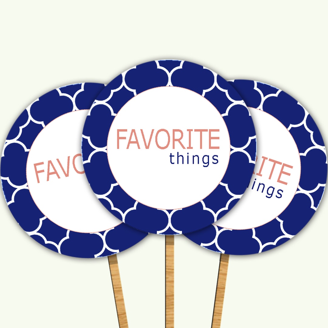 Printable Favorite Things Night Get Together Party Cupcake Toppers ...