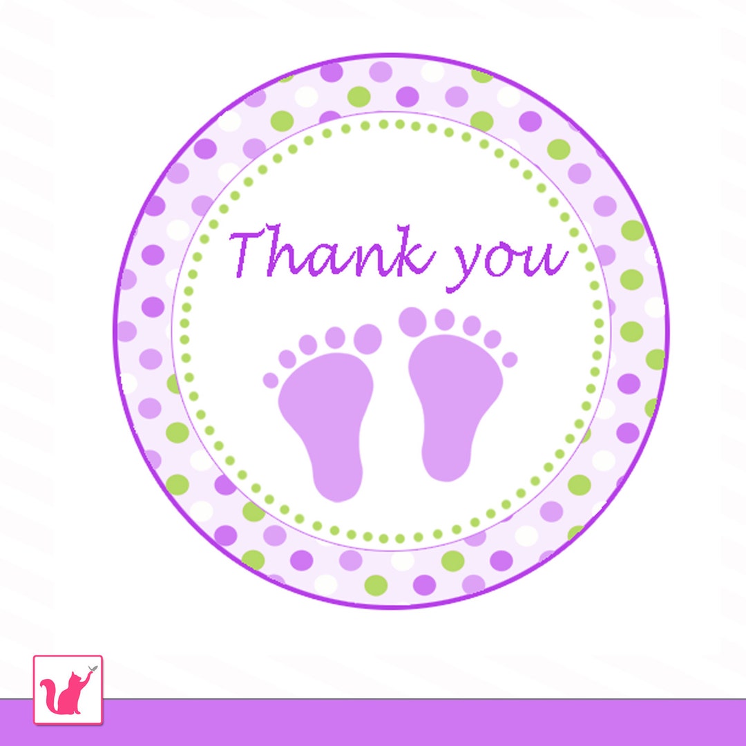 Footprints Baby Shower Favor Labels, Lavender Lillac Green Baby Shower ...