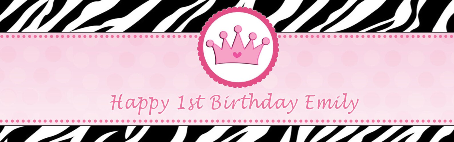 Printable Pink Zebra Princess Crown Water Bottle Labels Wrappers ...