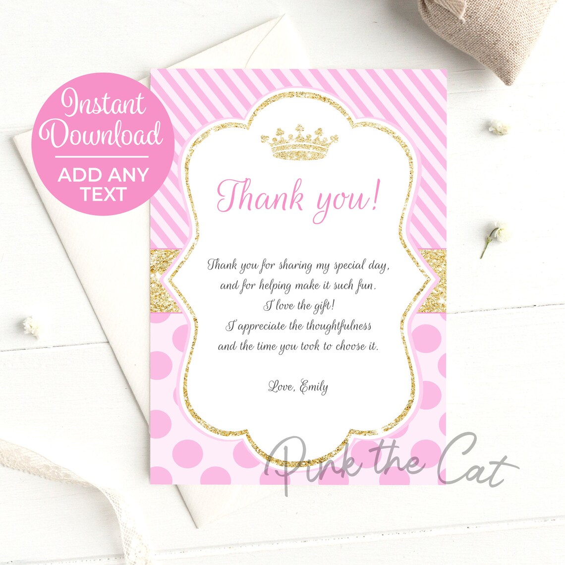 Princess Thank You Cards Princess Thank You Note Princess - Etsy