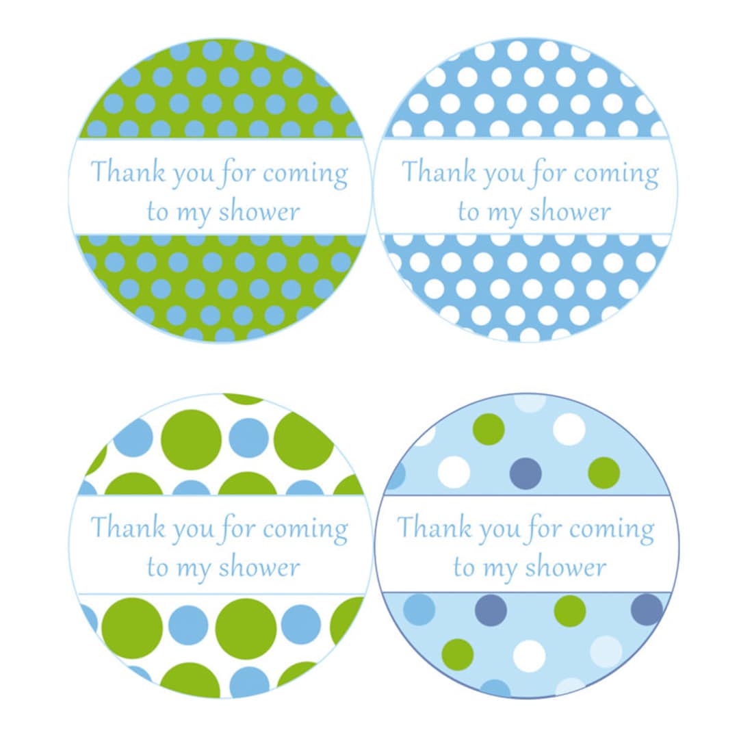 INSTANT DOWNLOAD Blue Green Polka Dots Baby Shower Party Thank You Tags ...