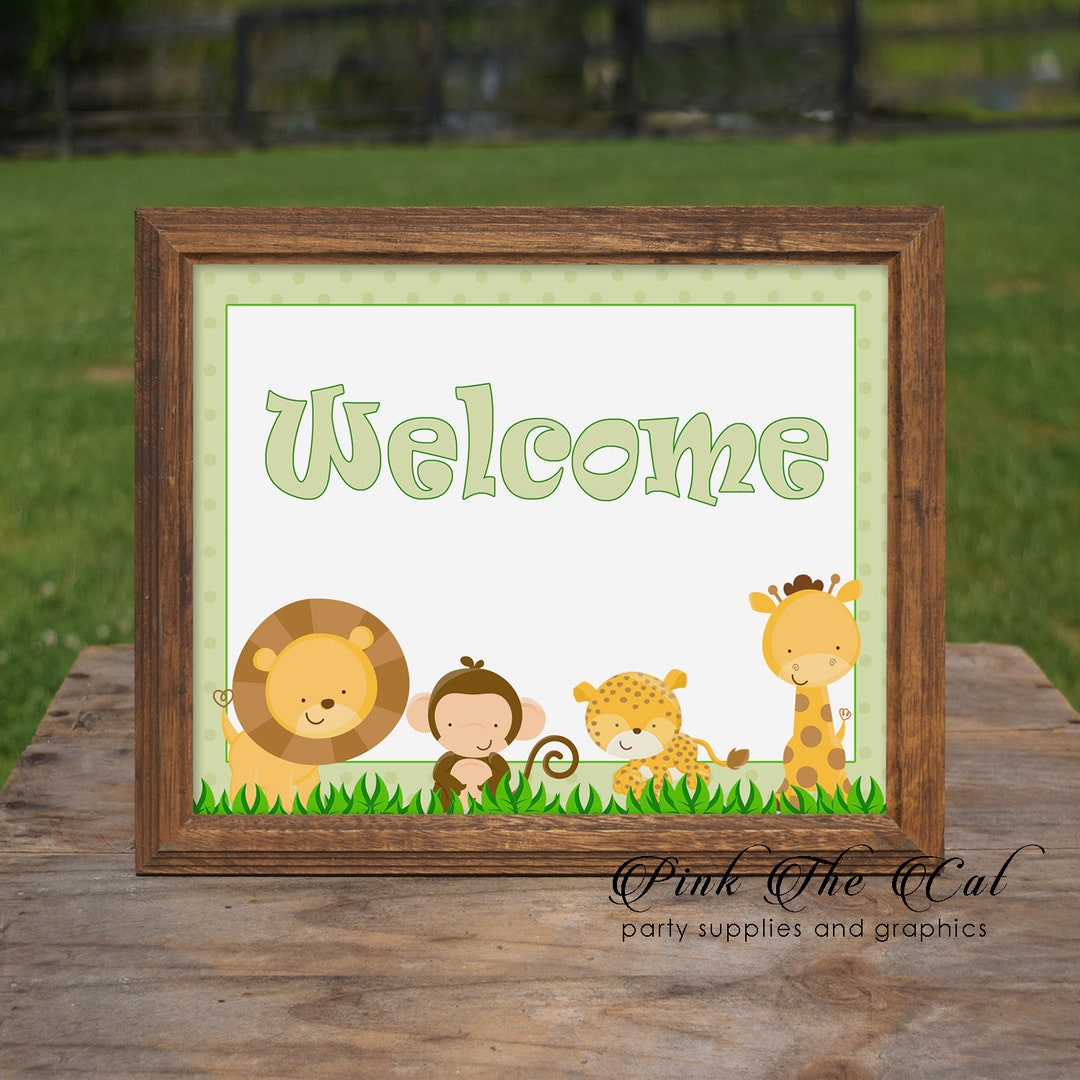 Jungle Welcome Sign - Printable Birthday Party or Baby Boy Shower ...