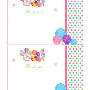 Candy Thank You Card Candy Thank You Note Candy Baby Shower Sweets ...