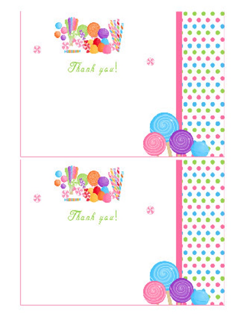 Candy Thank You Card Candy Thank You Note Candy Baby Shower Sweets ...