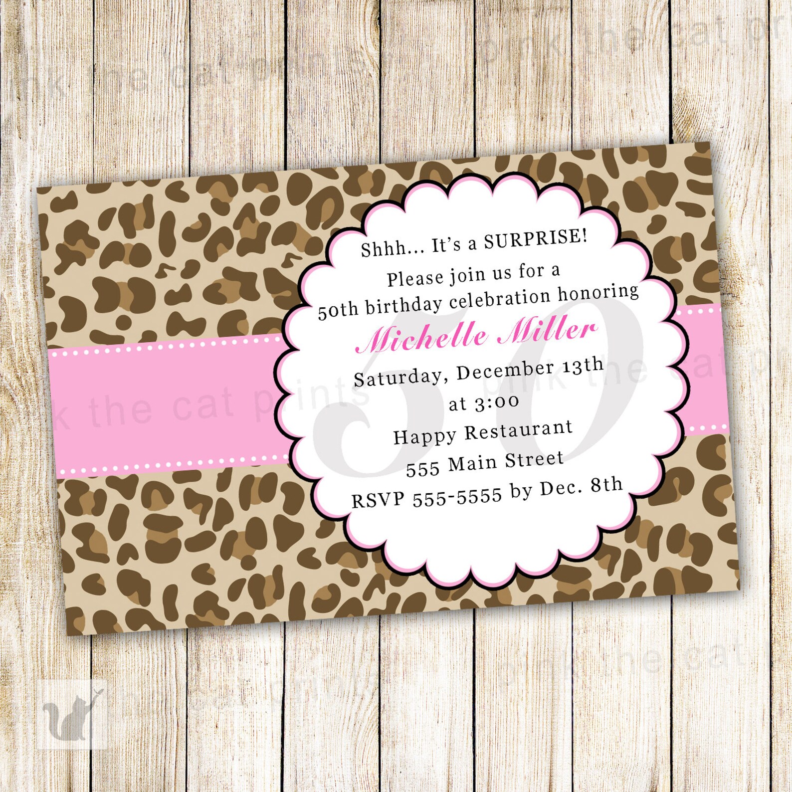 Leopard Birthday Invitation Adult Pink 21st 60th 70th 80th - Etsy