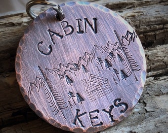 Hand Stamped Cabin Keys Keychain - Etsy