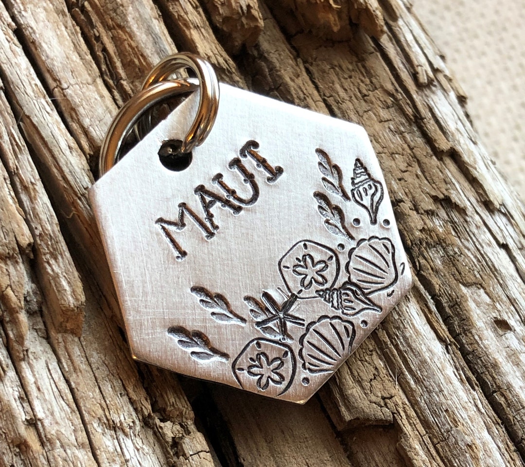 Custom Dog ID Tag, the Maui, Hand Stamped Dog Tag, Personalized Dog Tag ...