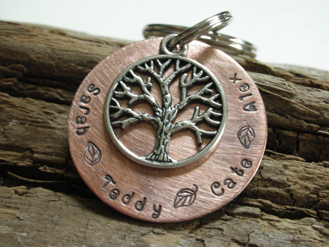 Family Tree Keychain-custom Handstamped Keychain-keepsake Family Tree ...
