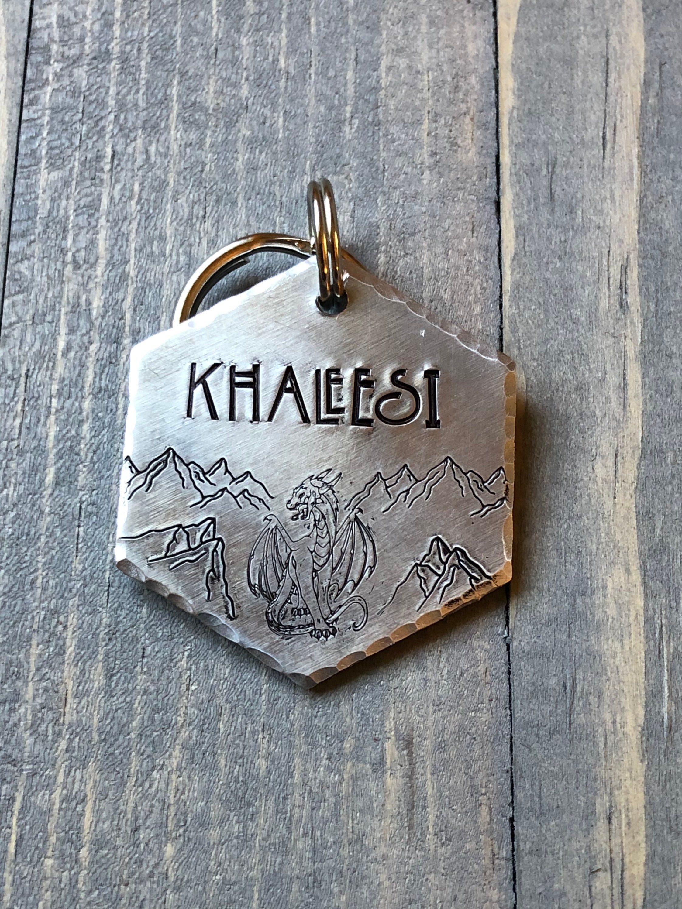 Personalized Dragon Dog Tag Hand Stamped Pet ID Custom Dog | Etsy