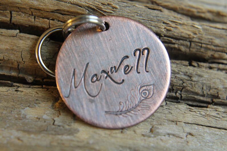 Elegant Dog ID Tag | the Maxwell | Peacock Feather| Personalized Dog ...