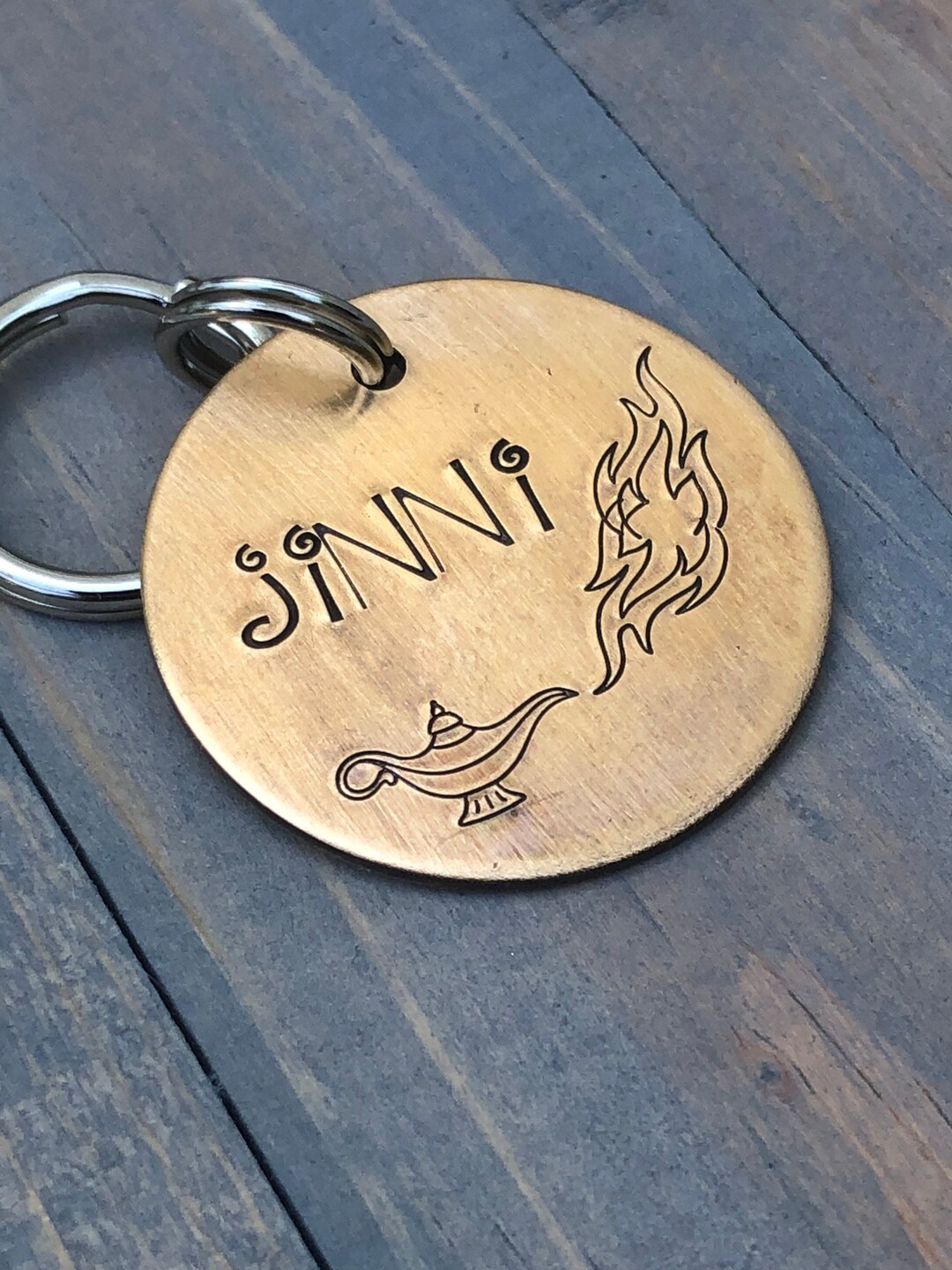 Name Tag for Dog, Hand Stamped Pet ID Tag, Magic Lamp, Genie, Jinni ...