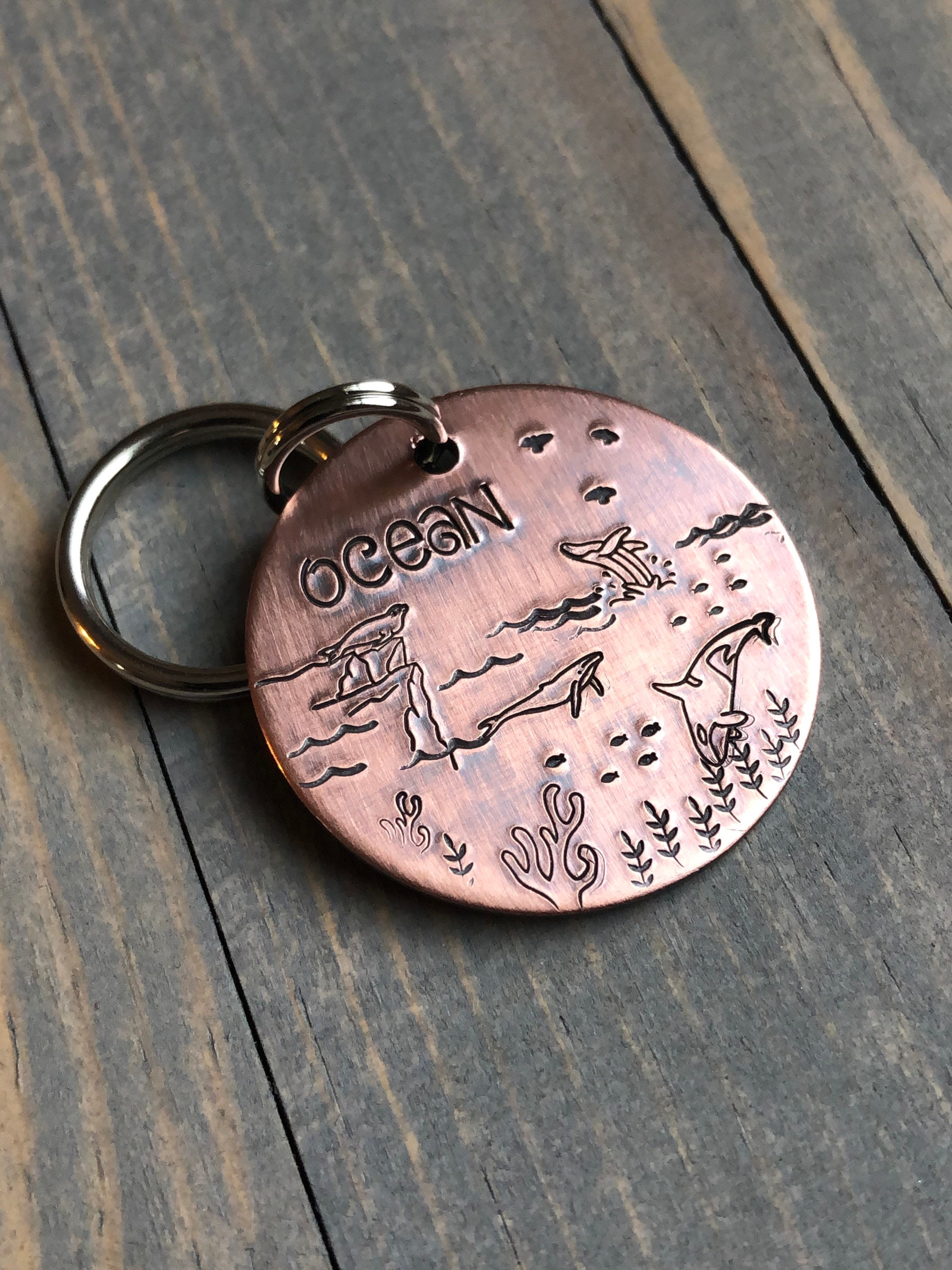 Dog ID Tag the Ocean Tag With Humpbacks Orcas and Seal | Etsy