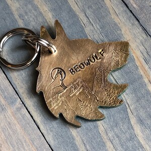 Custom Wolf Head Dog Tag, Hand Stamped Pet ID, Personalized Dog Tag for ...