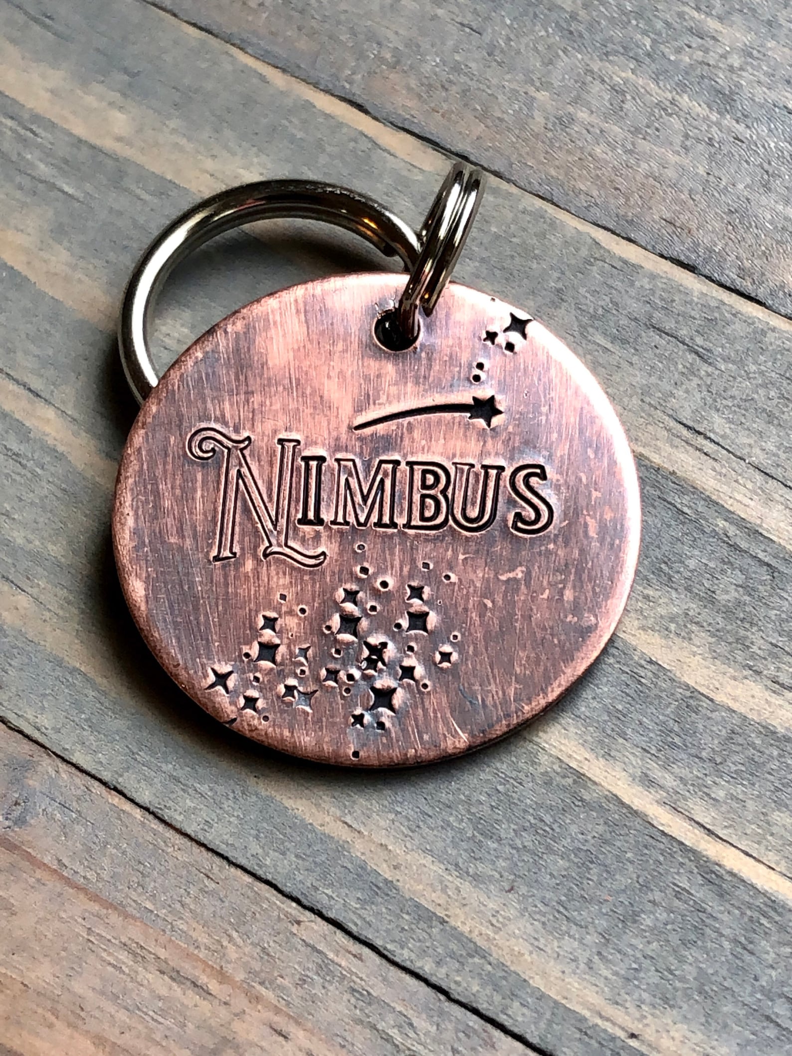 Name Tag for Dog, Nimbus Hand Stamped Pet ID Tag, Stars, Night Sky Tag ...