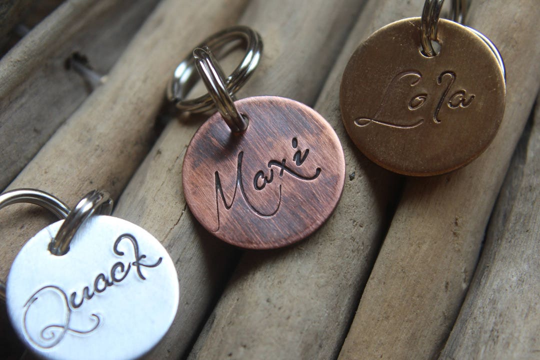 Custom Hand Stamped Dog ID Tag, Personalized Dog Tag, Tag for Toy ...