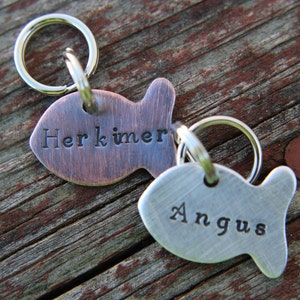 Custom Cat ID Tag-little Fish Cat Tag-tag for Kitty-hand Stamped Cat ...