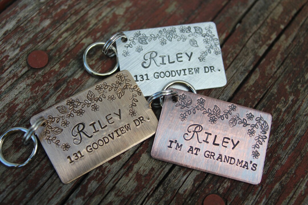 Custom Hand Stamped Dog ID Tag, the Rilely Tag, Personalized Dog Tag ...