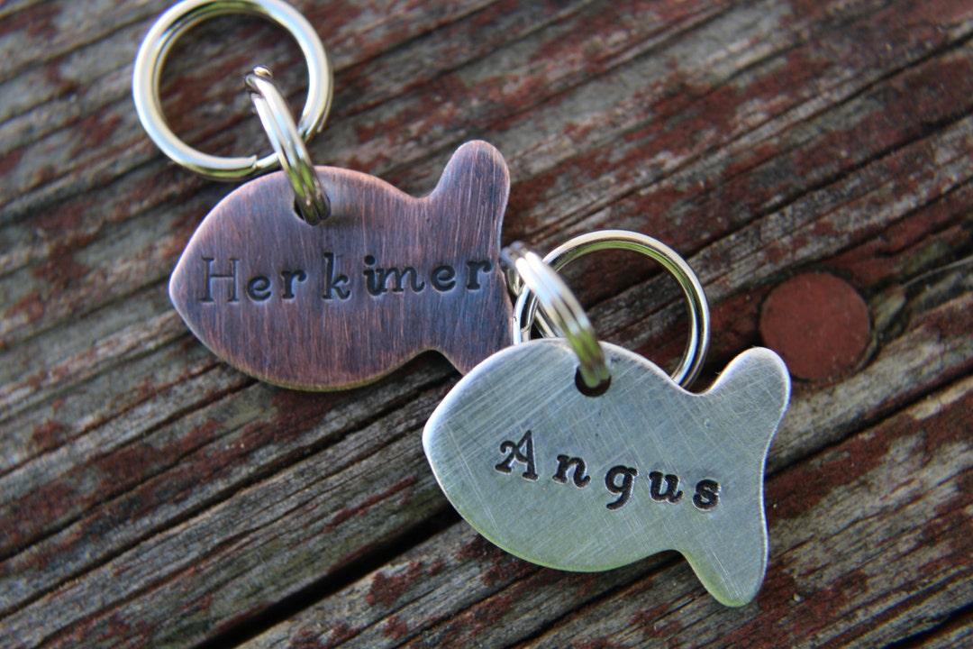 Custom Cat ID Tag-little Fish Cat Tag-tag for Kitty-hand Stamped Cat ...