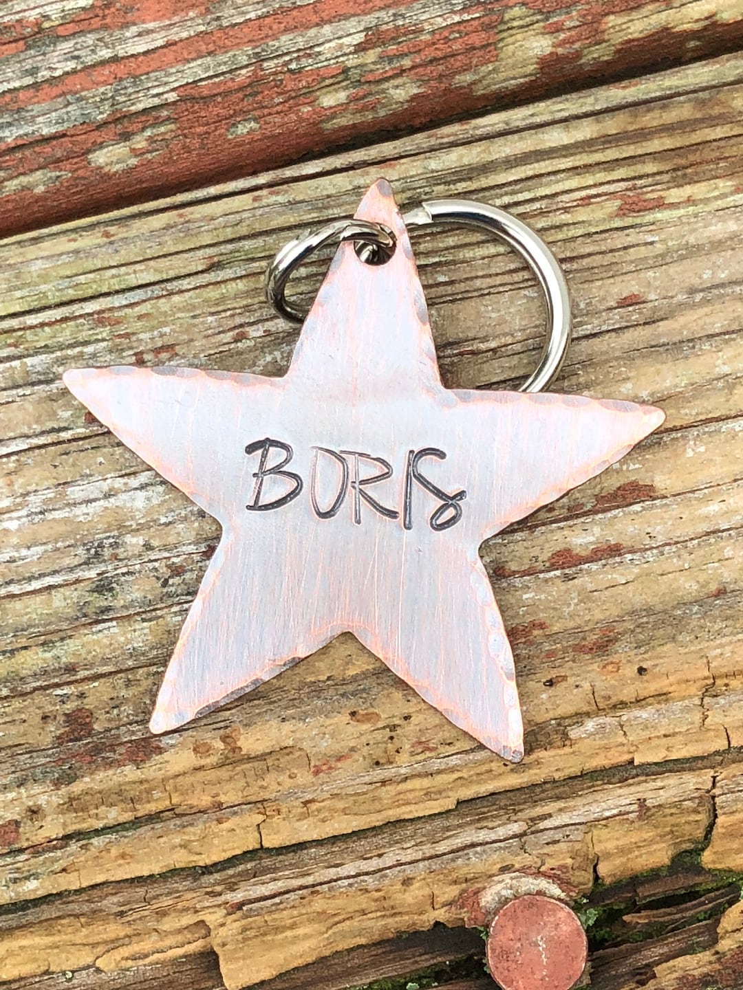 Star Dog Tag, Custom Hand Stamped Dog ID Tag, Boris, Personalized Dog ...