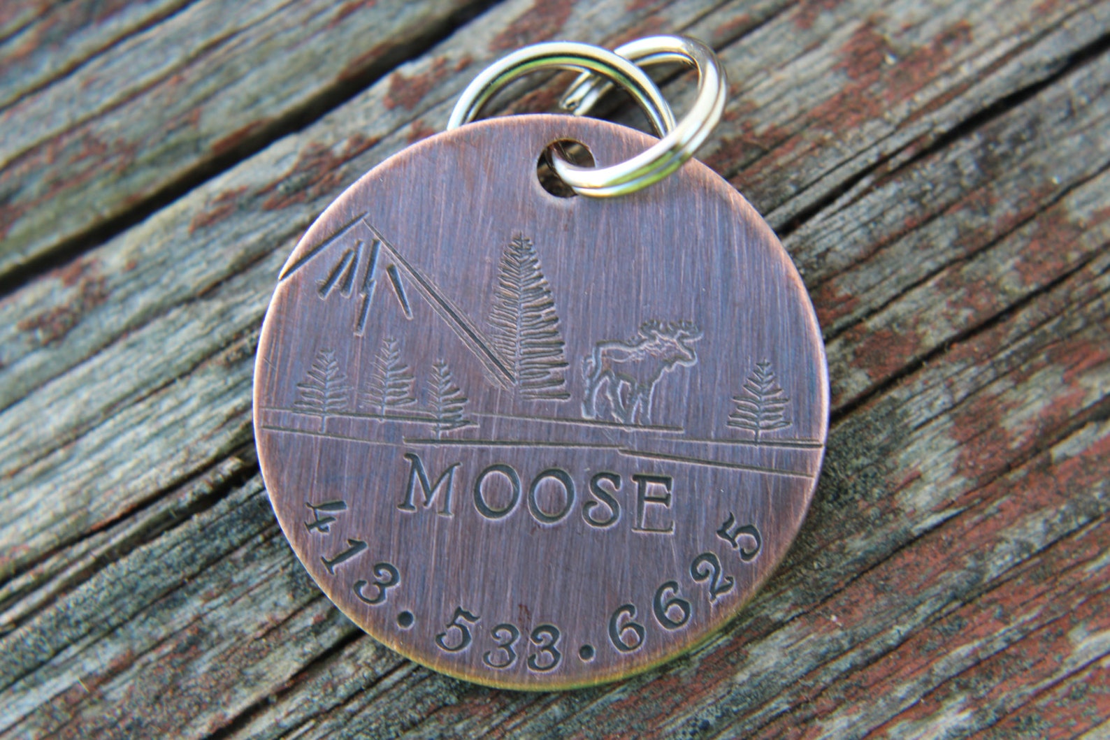 Dog ID Tag-moose Custom Pet Tag- Tag for Medium Large Dog-personalized ...