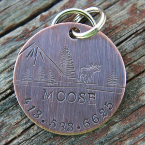 Dog ID Tag-moose Custom Pet Tag- Tag for Medium Large Dog-personalized ...