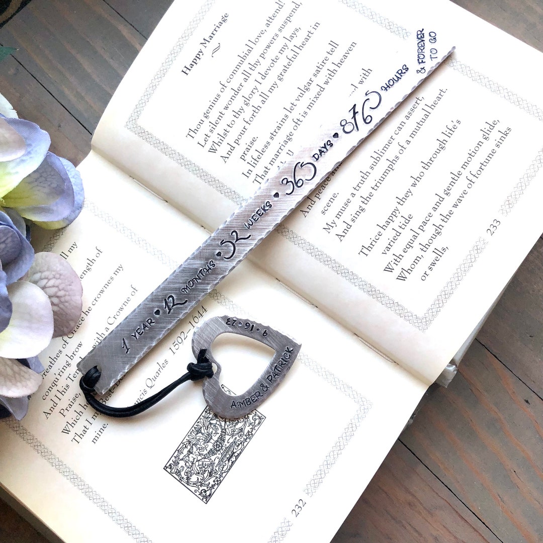 First Anniversary Bookmark, Gift for First Anniversary, Copper Bronze ...