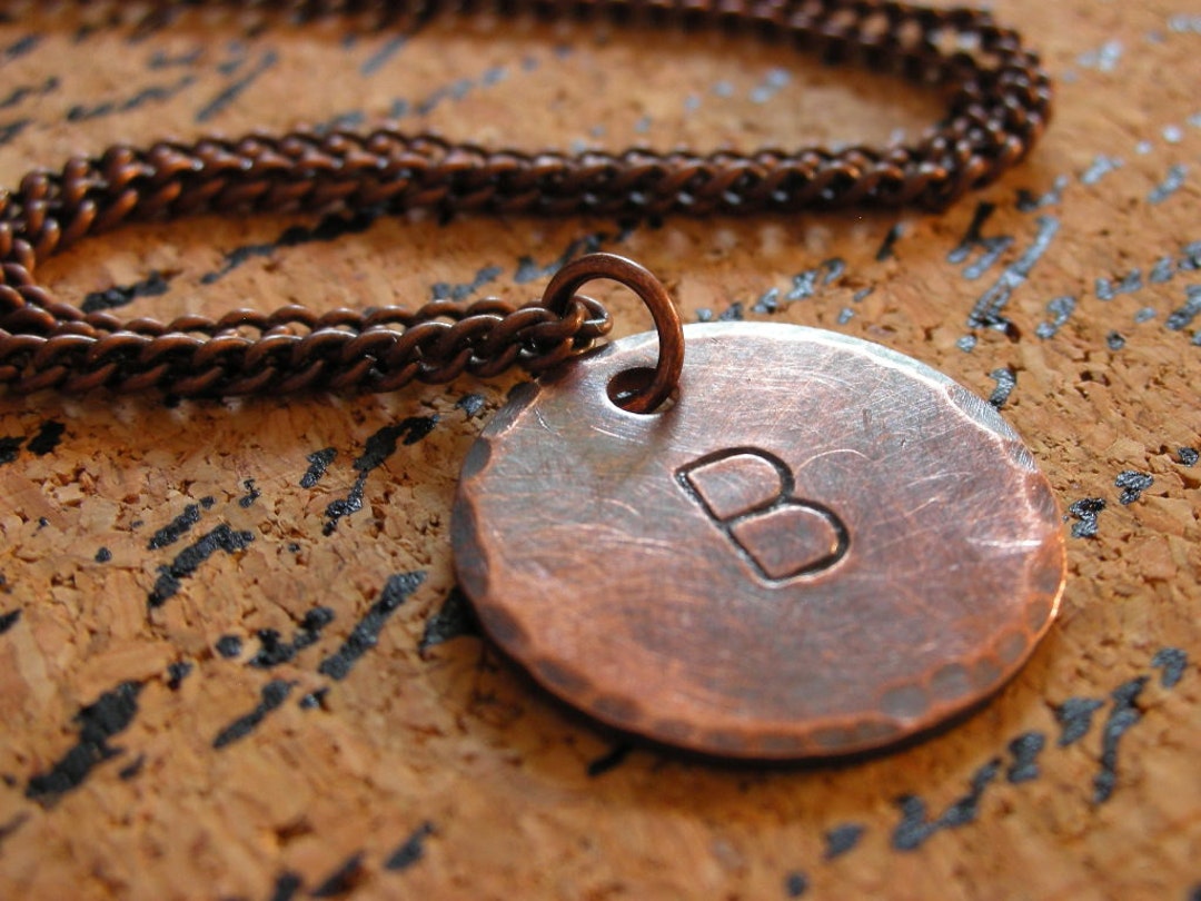 Mens Initial Necklace-mens Copper Chain-christmas Gift Boyfriend ...