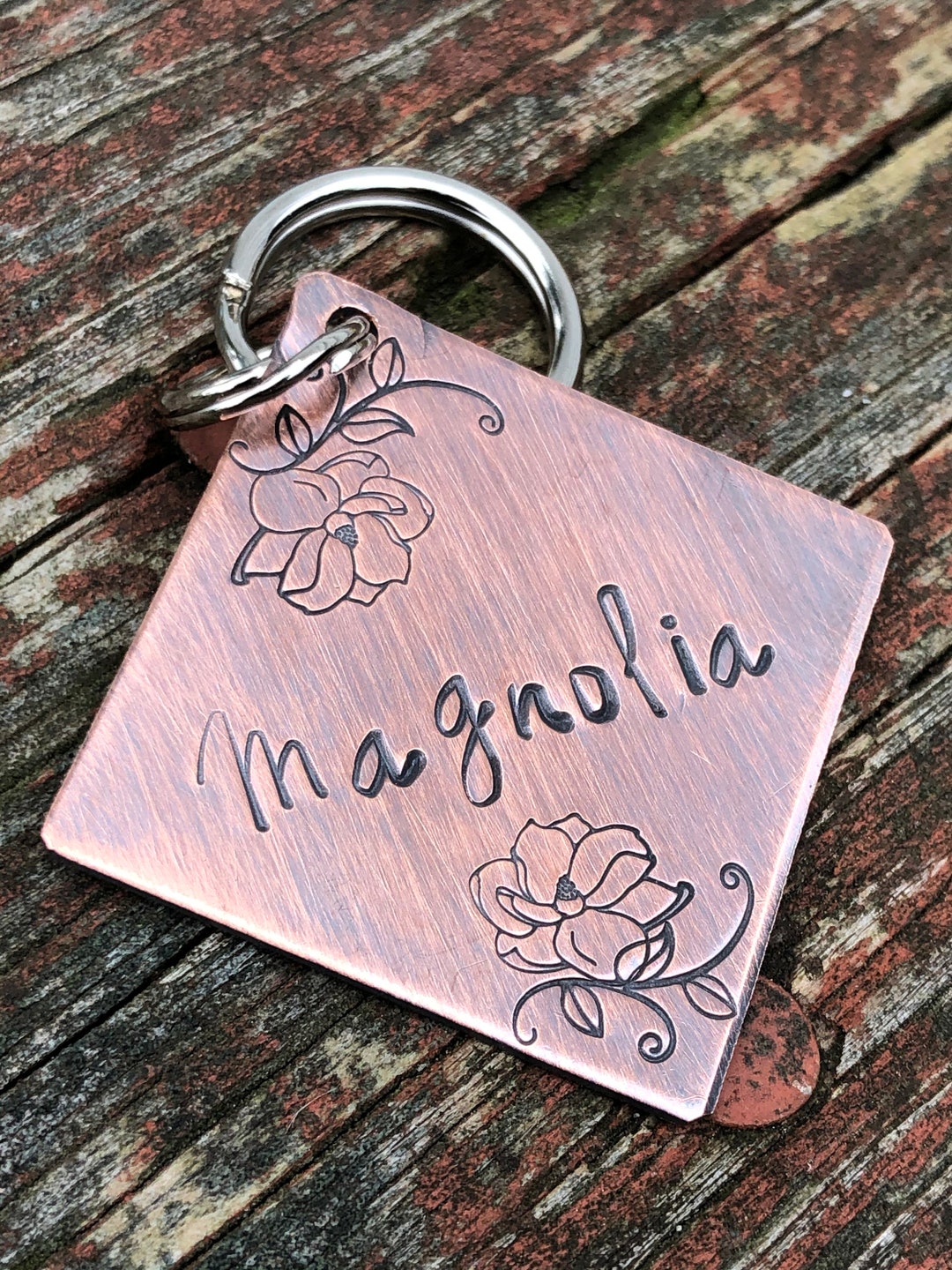 Dog Tag - Floral Dog Tag - Magnolia - Dog Tag for Dogs With Magnolias ...