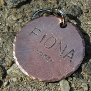 Custom Handstamped Dog - Pet ID Tag-the Fiona - Etsy