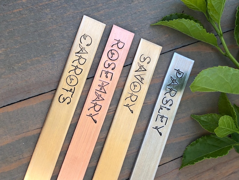 Metal Garden Markers, Custom Plant Stakes, Hand Crafted Herb ID, Gift ...