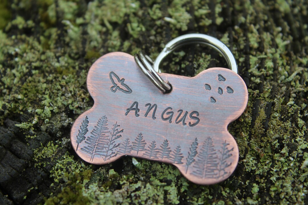 Dog Bone Tag - Hand Stamped Pet ID Tag - Personalized Dog Tag - Dog ...