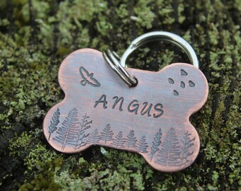 Classic Dog Bone ID Tag Hand Stamped Pet ID Tag Personalized Pet/dog ...