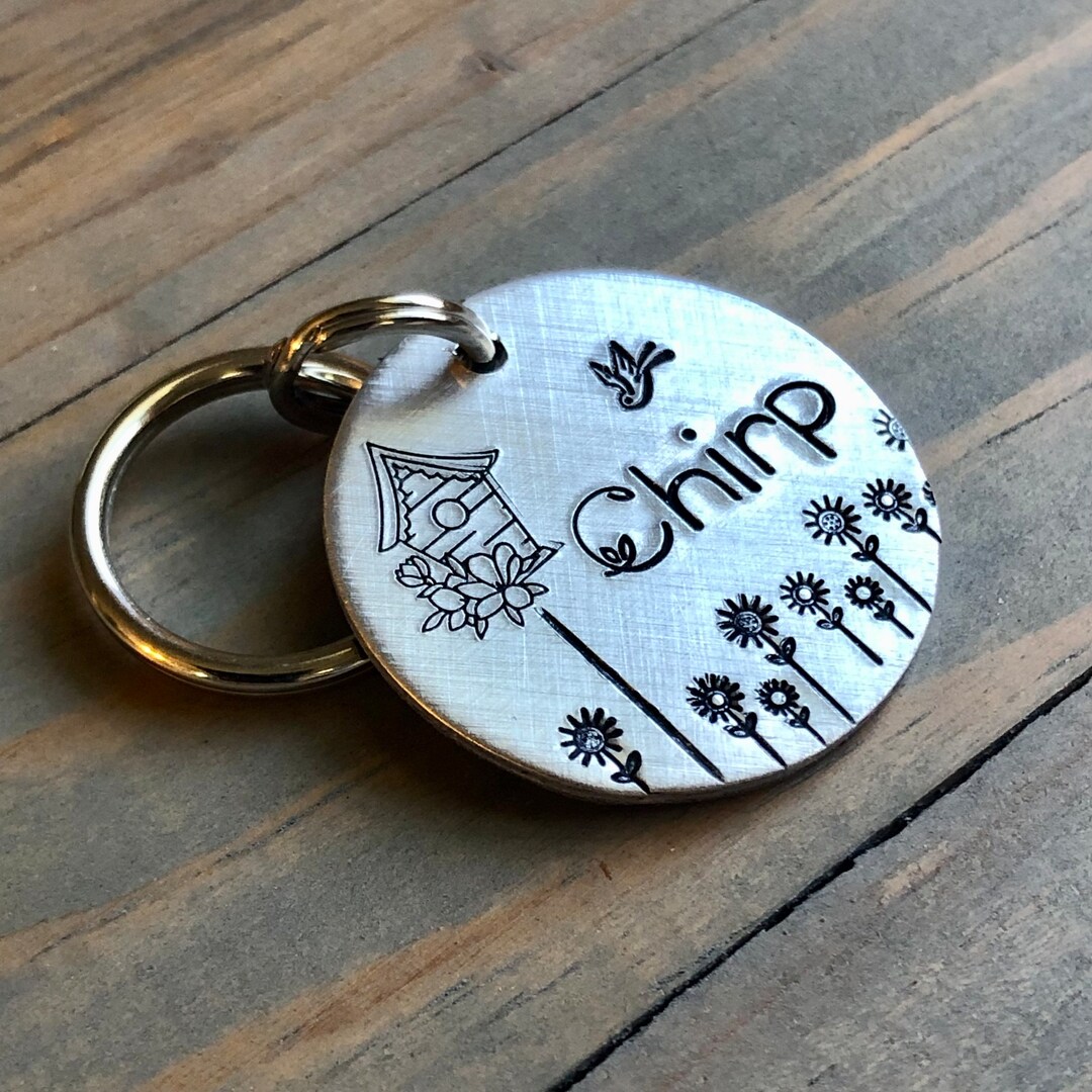 Hand Stamped Pet ID Tag, Name Tag for Dog, Spring Summer Dog Tag ...