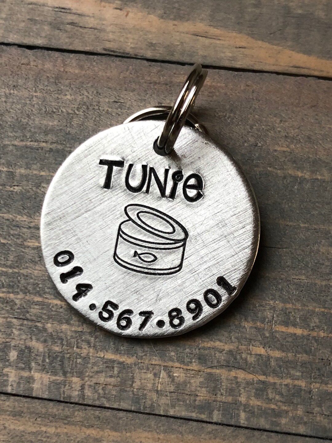 Name Tag for Cat, Hand Stamped Pet ID Tag, Tuna, Personalized Cat Tag ...