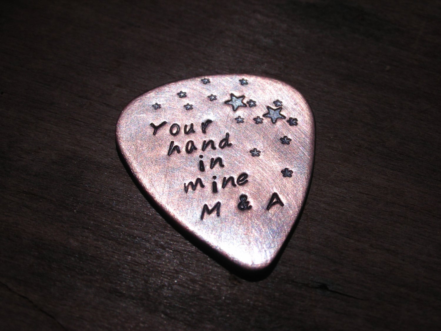 CUSTOM GUITAR Pick-shining Stars-handstamped Copper-great Gift for ...