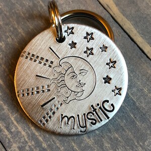 Sun and Moon Name Tag for Dog, Hand Stamped Pet ID Tag, Hand Stamped ...