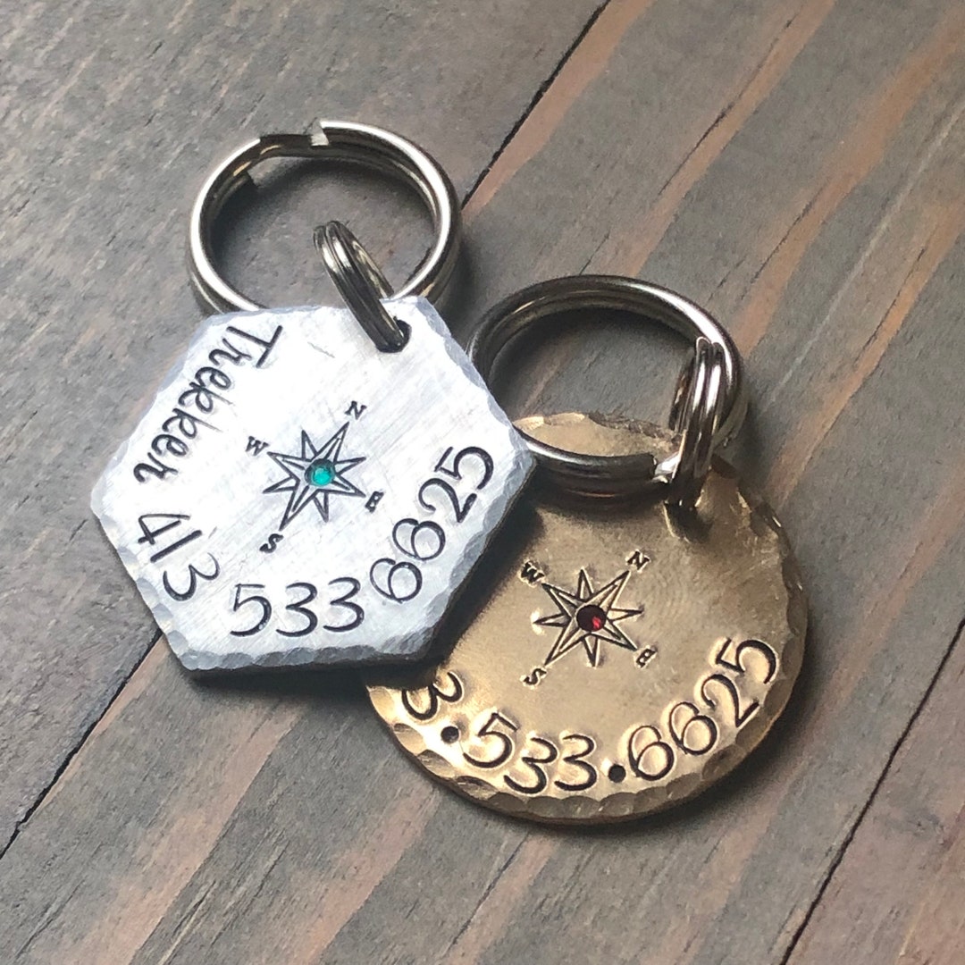 Compass Rose Hand Stamped Pet ID Tag, Name Tag for Dog, Adventure Dog ...