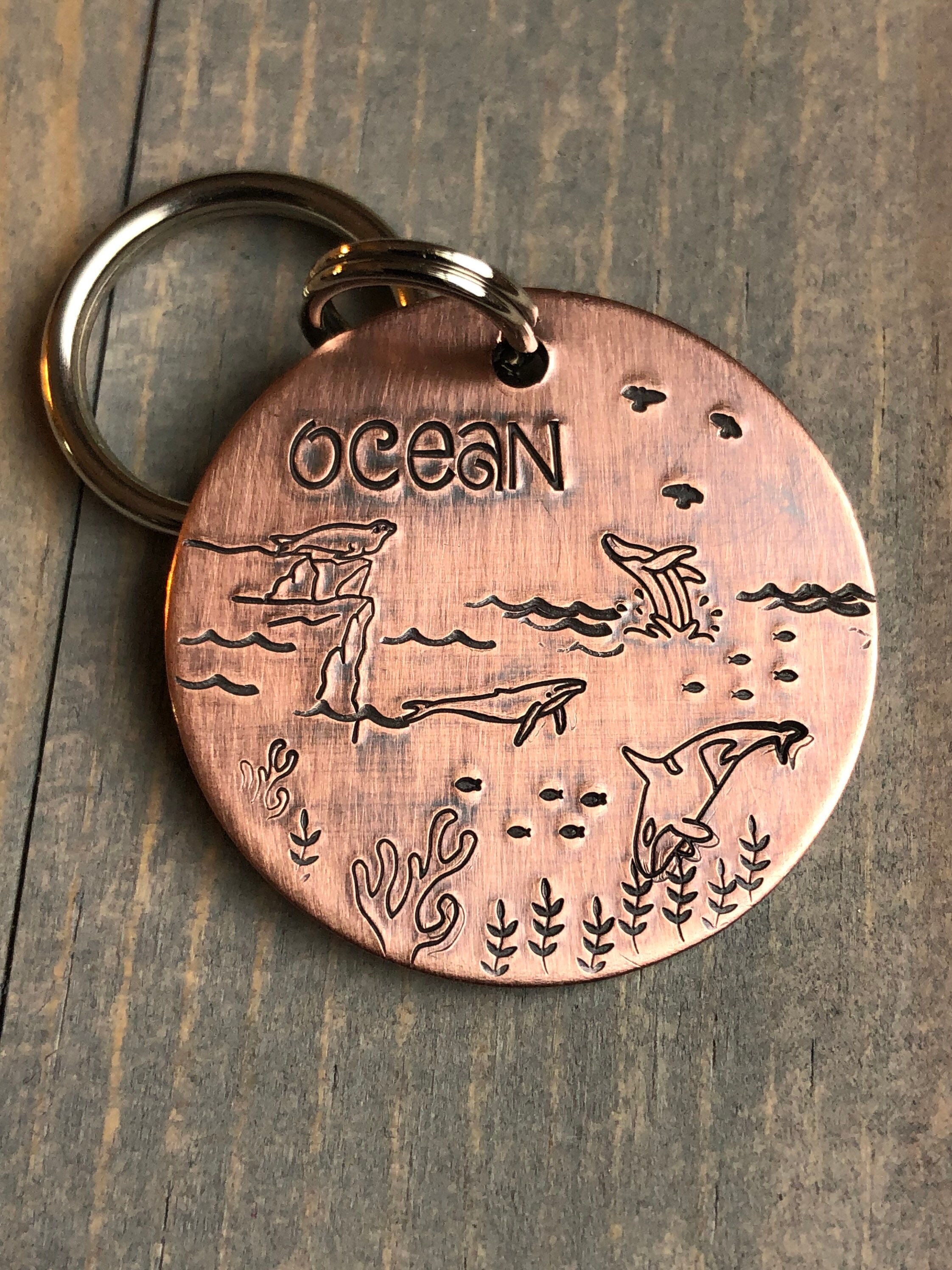 Dog ID Tag the Ocean Tag With Humpbacks Orcas and Seal | Etsy