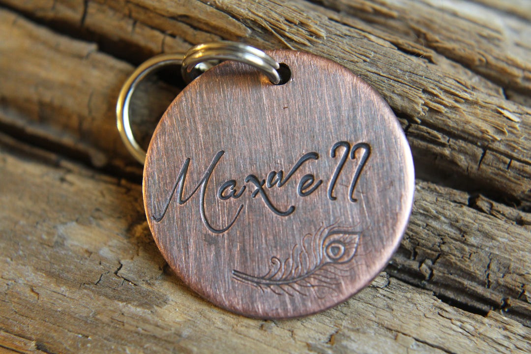 Elegant Dog ID Tag | the Maxwell | Peacock Feather| Personalized Dog ...