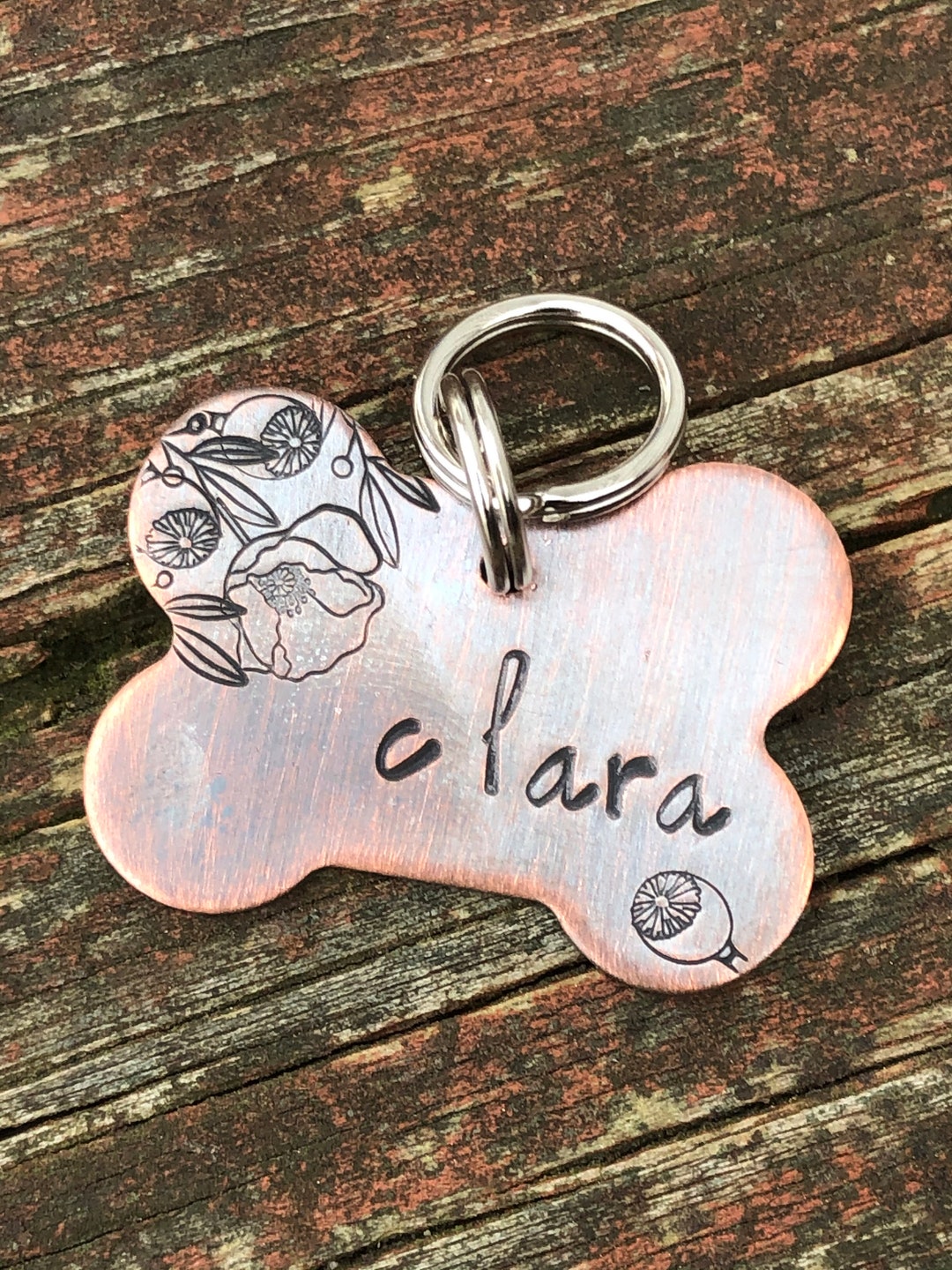 Dog Tag, Dog Tag for Dogs, Poppy Dog Bone, Dog Bone Tag, Dog Tag With ...