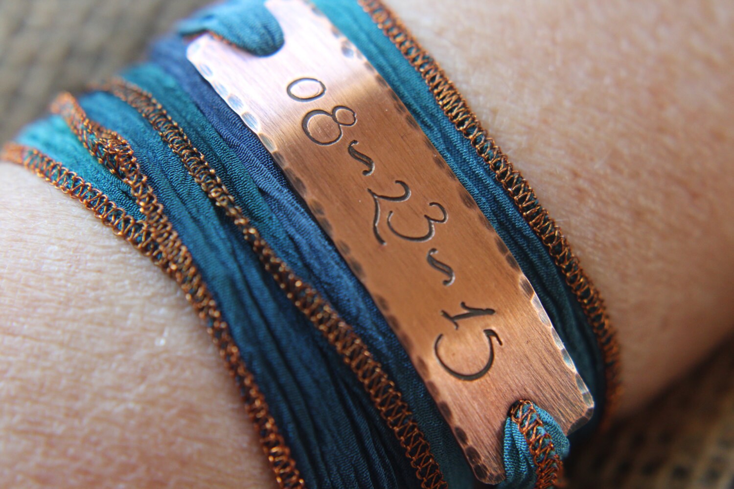 Custom Silk Wrap Bracelet Silk Wrapped Special Date Bracelet - Etsy