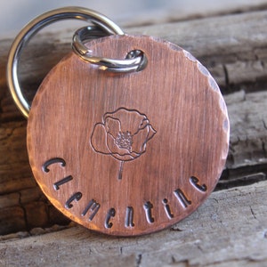 Custom ID Dog Tag, Solitary Poppy, Hand Stamped Dog Tag, Tag for Dog ...