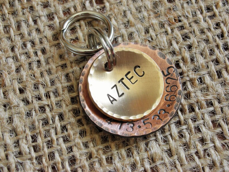 The Aztec Personalized Pet ID Tag Copper & Bronze Dog ID Tag - Etsy