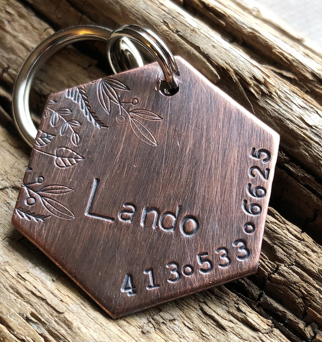 Dog Tag, Custom Pet ID, Hexagon Dog ID Tag, the Lando, Handstamped Tag ...