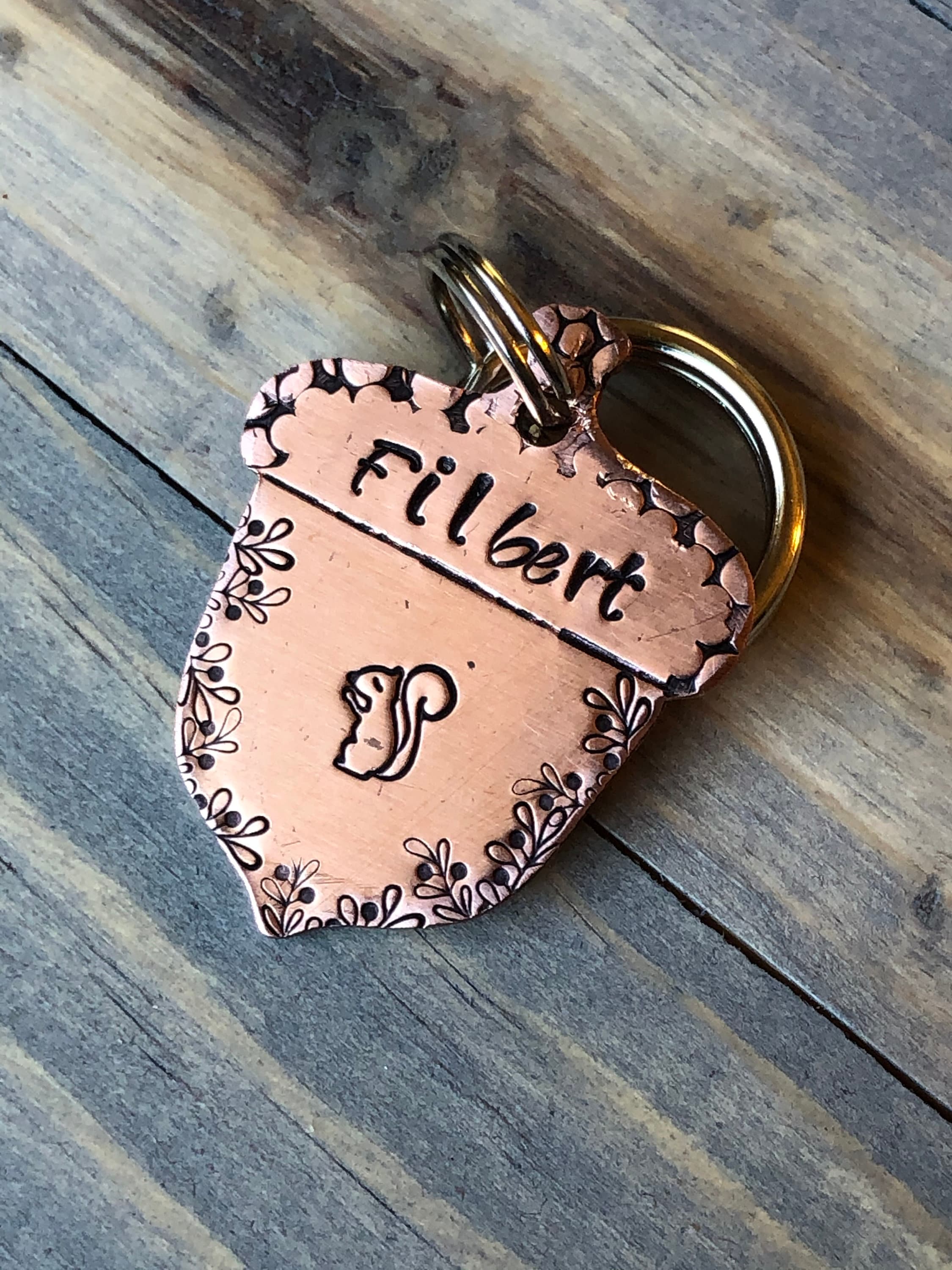 Custom Acorn Dog Tag Hand Stamped Pet ID Personalized Dog | Etsy