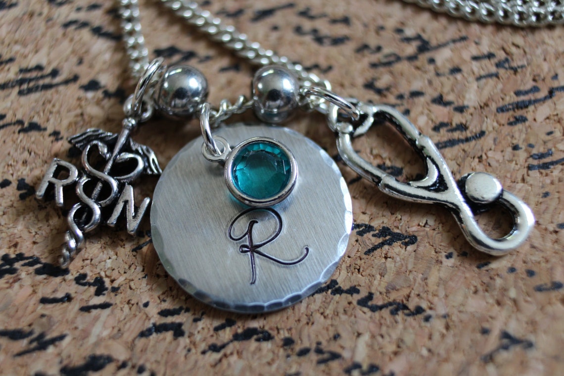 RN, LPN, Nurse Personalized Necklace, Hand Stamped Nurse Jewelry, Nurse ...