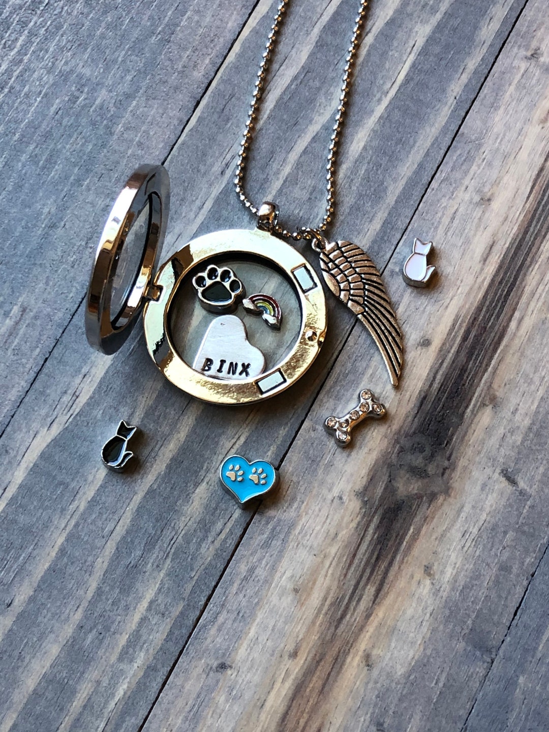 Pet Loss Necklace, Pet Memorial Gift, Glass Floating Locket for Fur ...