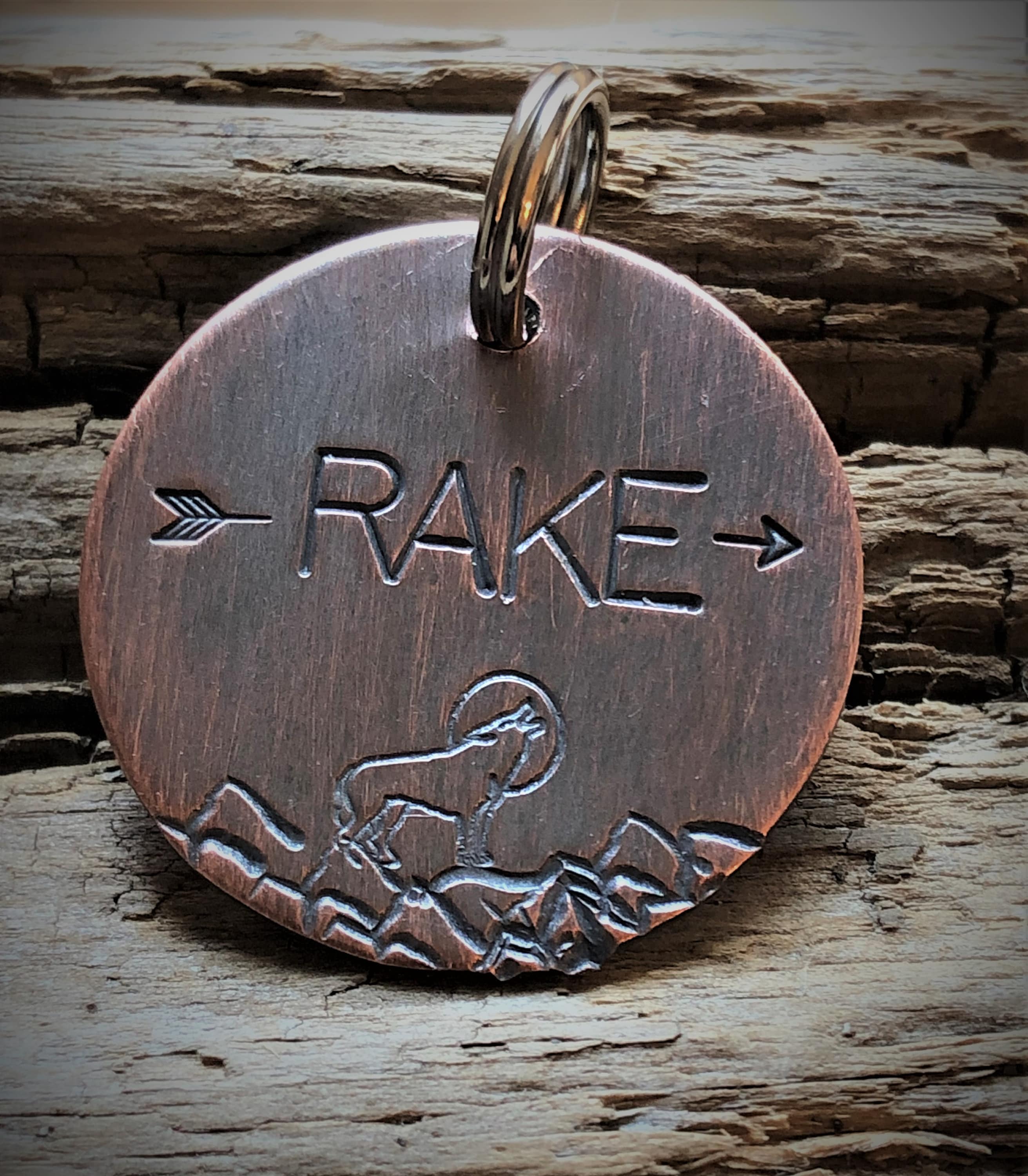 Dog Tag With Wolf Custom Hand Stamped Dog ID Tag - Etsy