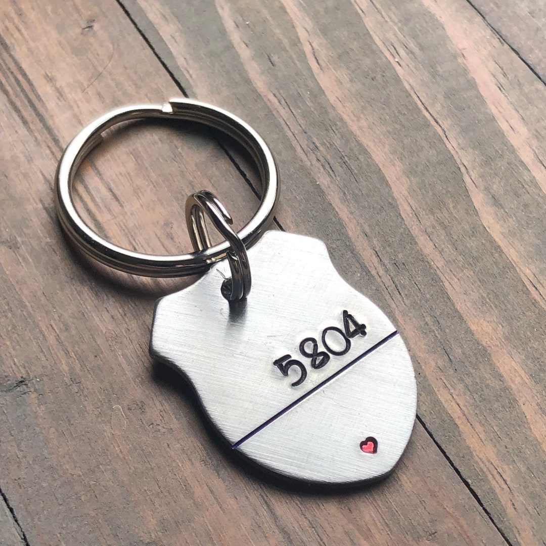 Thin Blue Line Keychain, Police Officer Challenge Pocket Coin Pebble ...