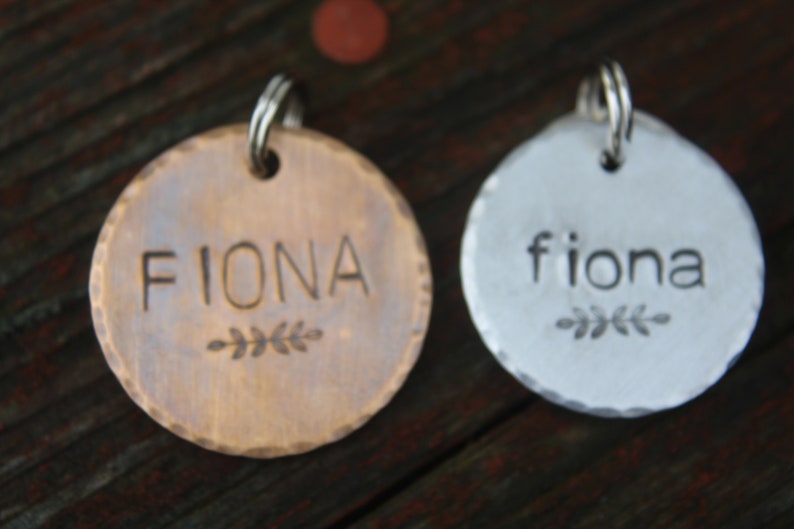 Custom Handstamped Dog Pet ID Tag-the Fiona - Etsy